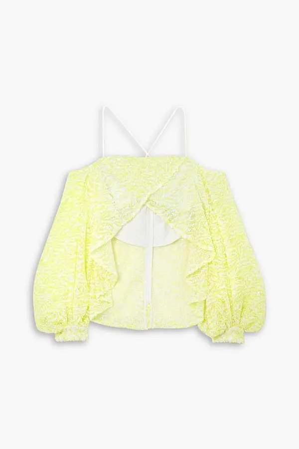 Halpern Offtheshoulder Asymmetric Sequined Mesh Top