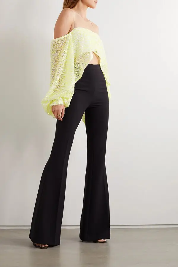 Halpern Offtheshoulder Asymmetric Sequined Mesh Top