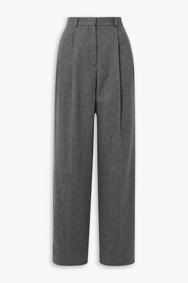 TOTEME Pleated Wool-blend Pants - Dark Gray