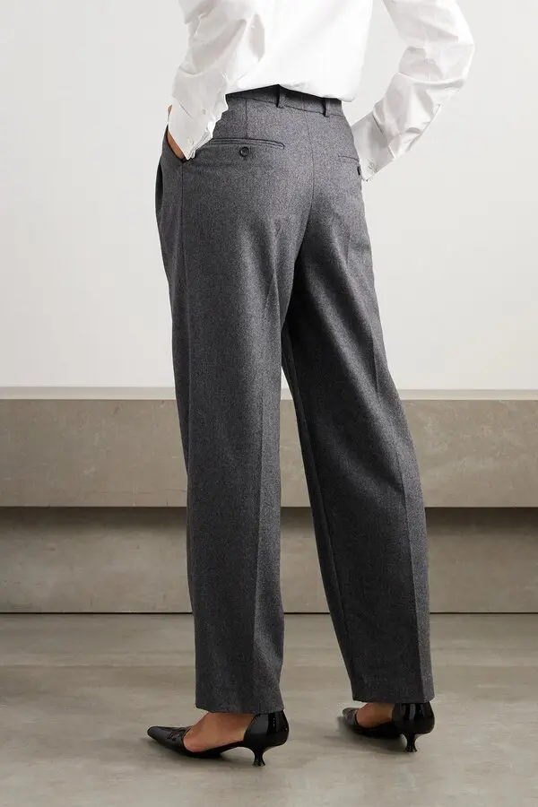 TOTEME Pleated Wool-blend Pants - Dark Gray