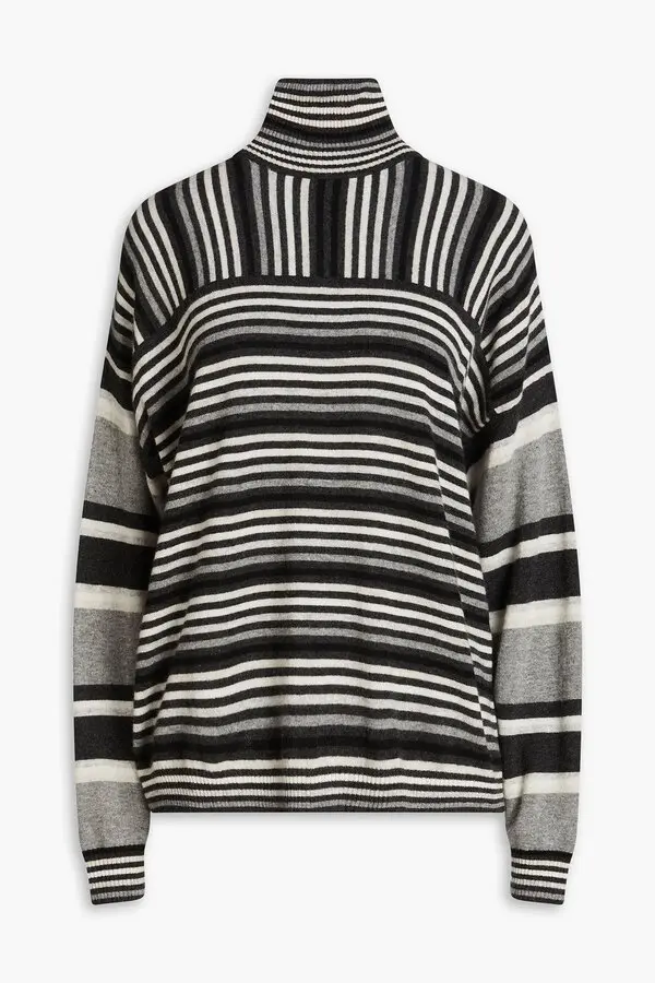Autumn Cashmere Striped Cashmere Turtleneck Sweater