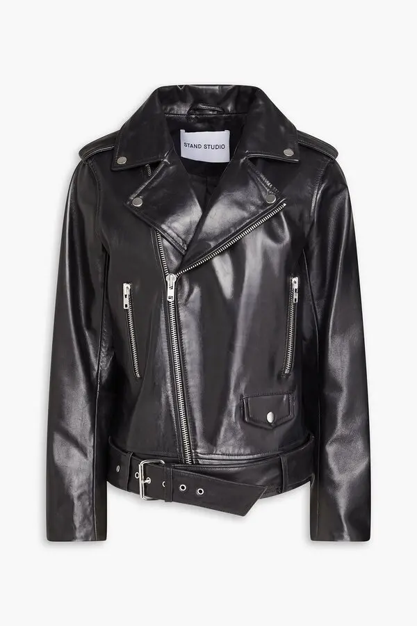 STAND STUDIO Leather Biker Jacket - Black