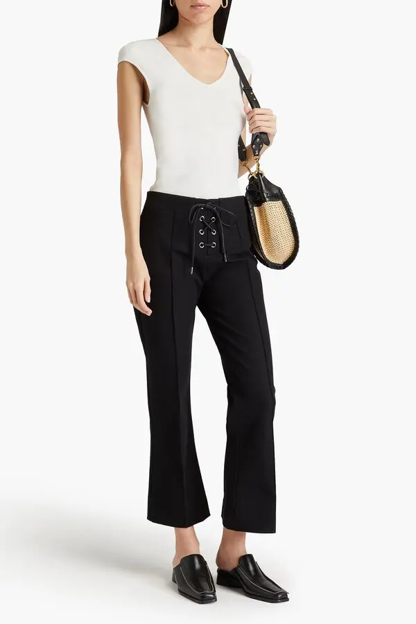 FRAME Lace-up Kick-flare Crepe Trousers