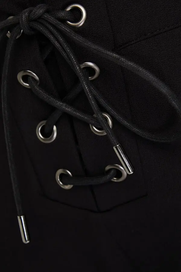 FRAME Lace-up Kick-flare Crepe Trousers