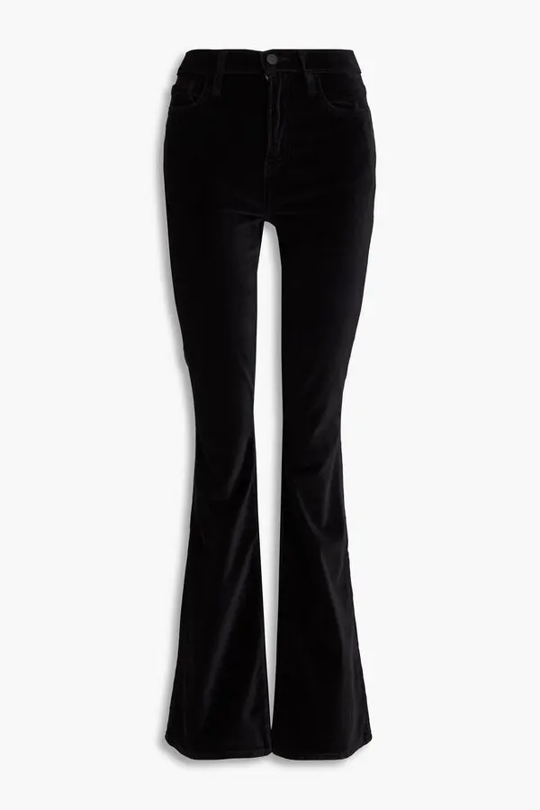 FRAME Le High Flare Velvet Pants - Black