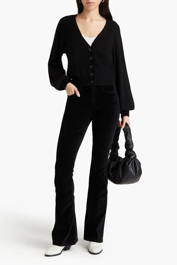 FRAME Le High Flare Velvet Pants - Black
