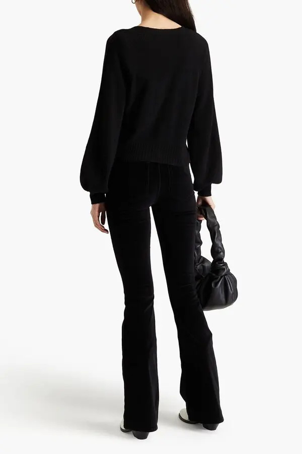 FRAME Le High Flare Velvet Pants - Black
