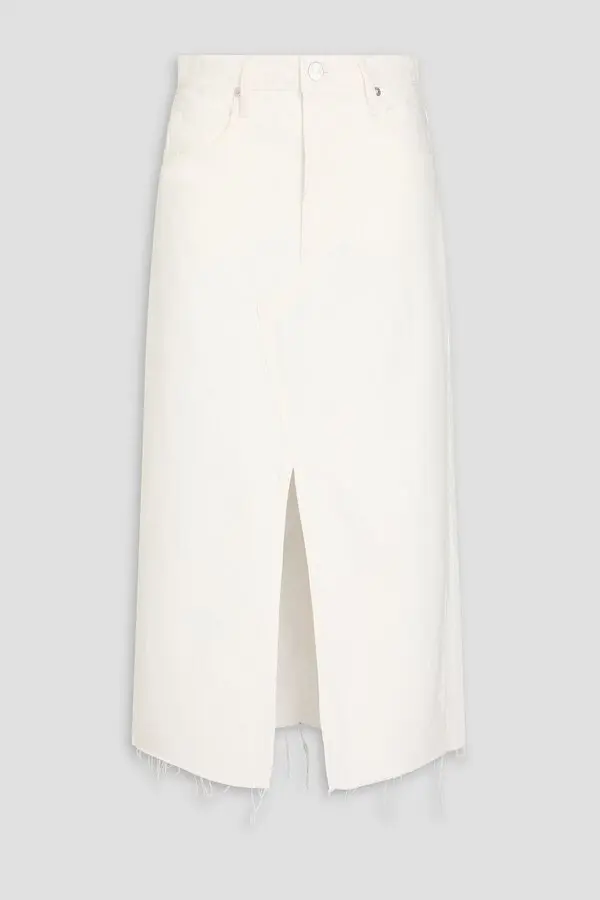 FRAME The Midaxi Frayed Denim Midi Skirt - Ivory