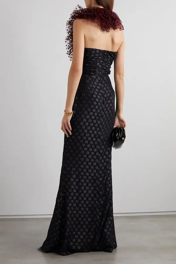 Halpern Cutout Embellished Georgette Halterneck Maxi Dress