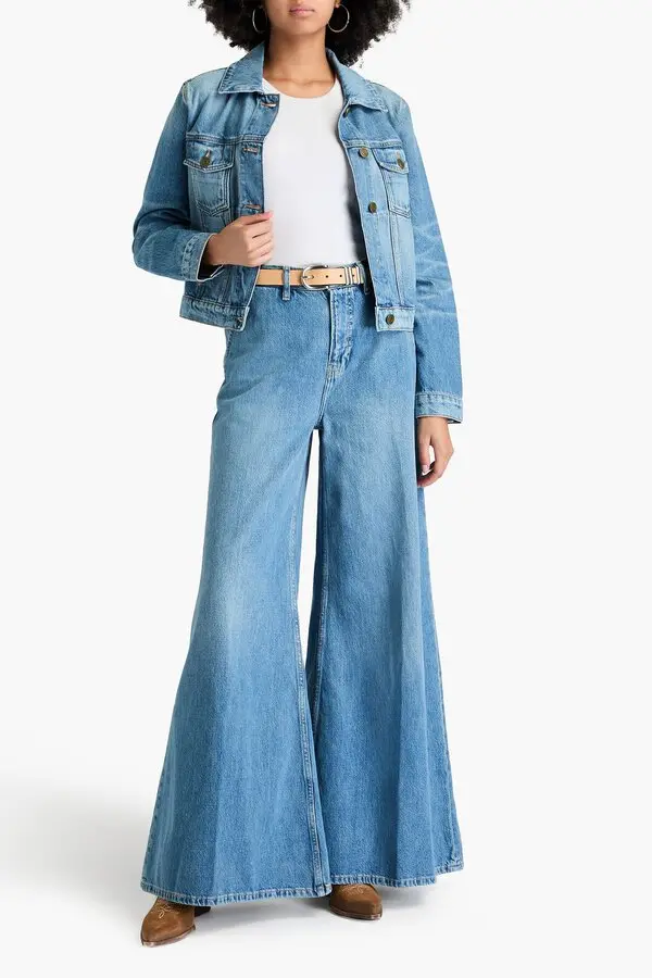 FRAME High-rise Wide-leg Jeans - Mid Denim