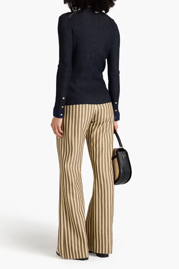 Thom Browne Marled Ribbed Silk Cardigan