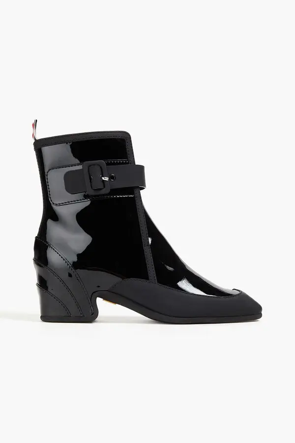 Thom Browne Matte And Patent Leather Ankle Boots