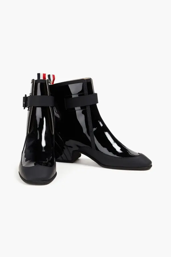 Thom Browne Matte And Patent Leather Ankle Boots