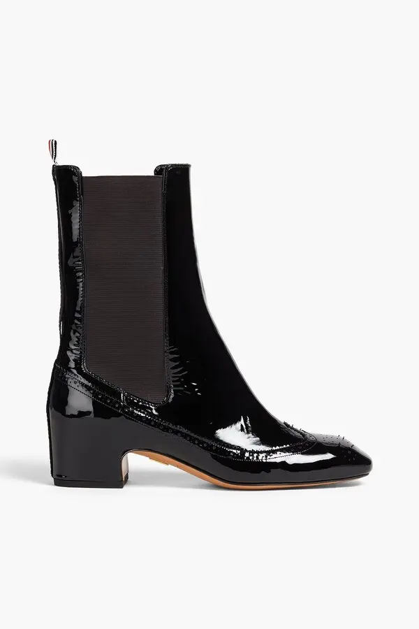 Thom Browne Perforated Patent-leather Ankle Boots