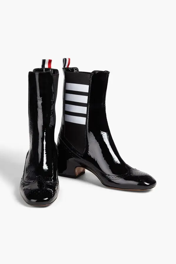 Thom Browne Perforated Patent-leather Ankle Boots