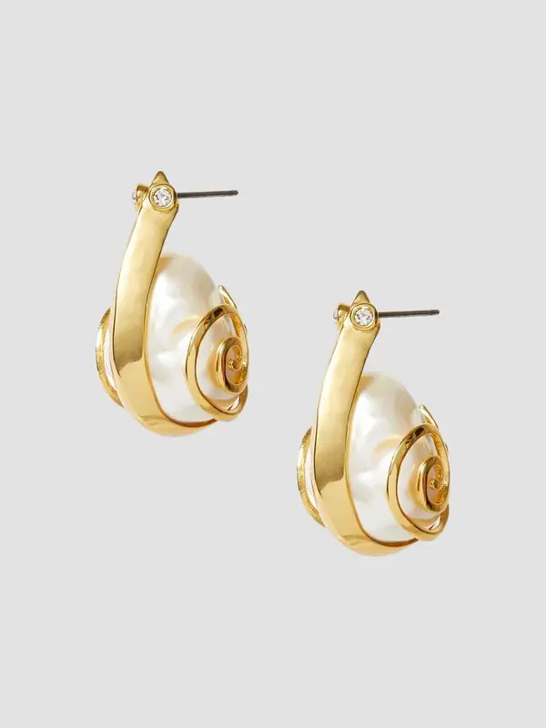 Lele Sadoughi Snail 14k-gold-plated, Crystal & Imitation Hoop Earrings - Pearl