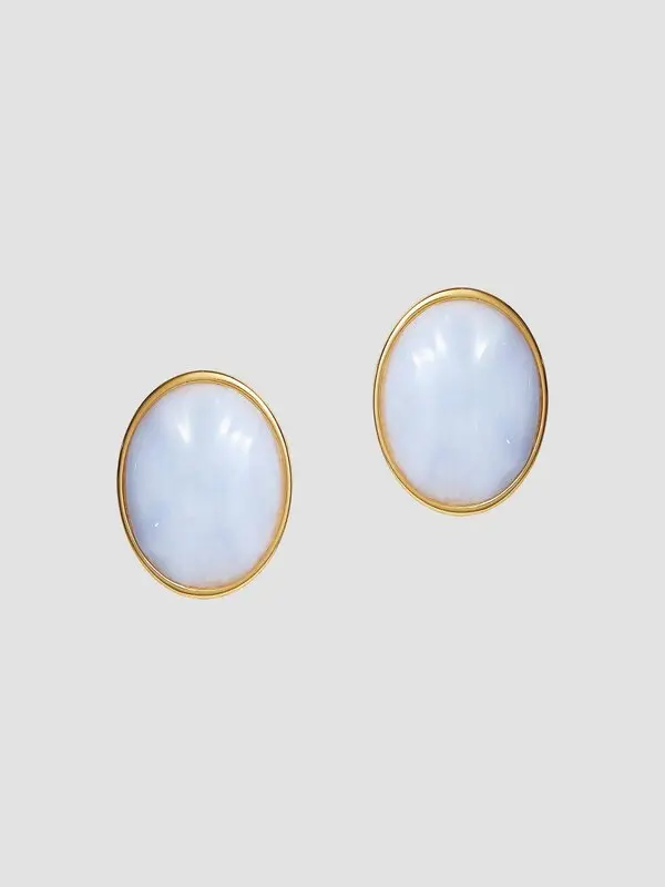 Lele Sadoughi Reflection 14k-gold-plated & Resin Button Earrings - Blue Lace Agate