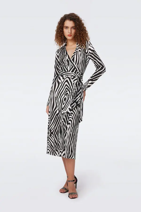 knee length dresses for ladies Abigail Silk Jersey Midi Wrap Dress – Diane von Furstenberg main image 1