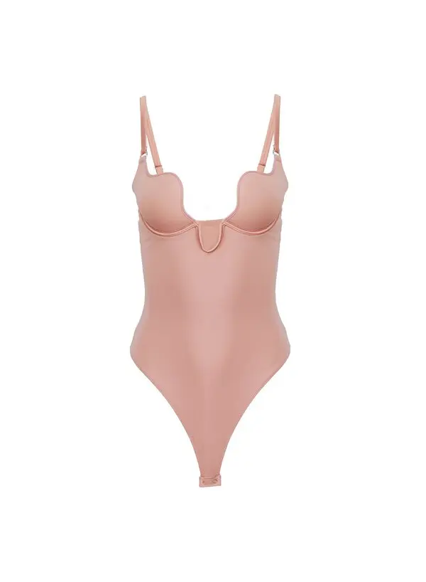 FLEUR DU MAL Seduce U-plunge Bodysuit - Tan