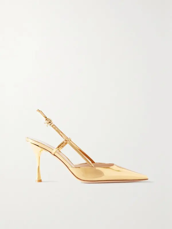 GIANVITO ROSSI Ascent 85 Mirrored-leather Slingback Pumps