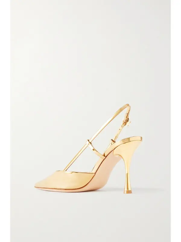 GIANVITO ROSSI Ascent 85 Mirrored-leather Slingback Pumps