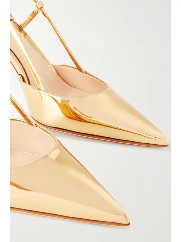 GIANVITO ROSSI Ascent 85 Mirrored-leather Slingback Pumps