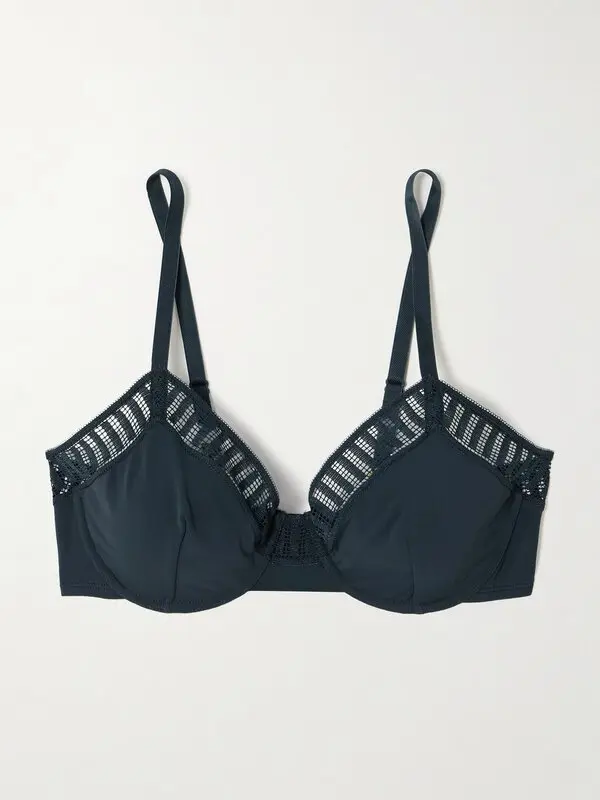 ERES Paulette Lace-trimmed Stretch-jersey Underwired Bra - Blue
