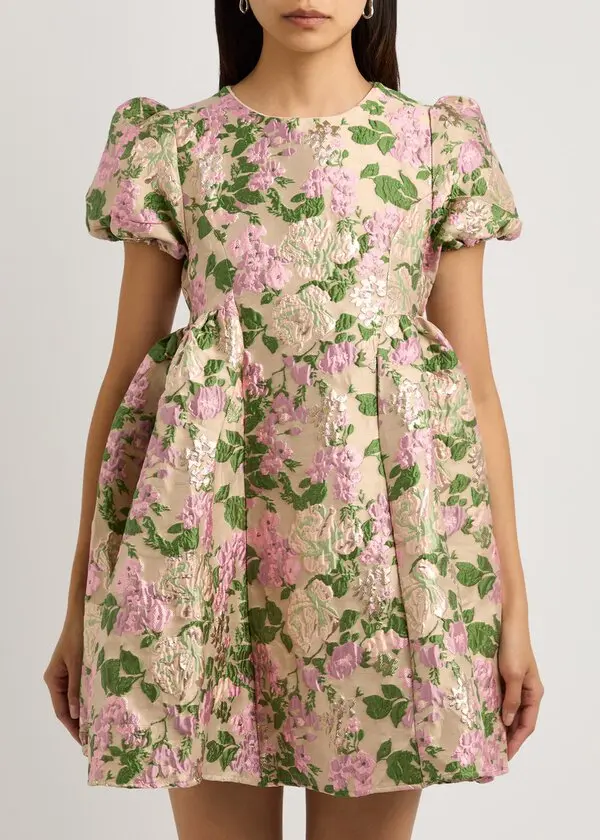 Sister Jane Floral Jacquard Cloqué Mini Dress In Pink - 51% Off