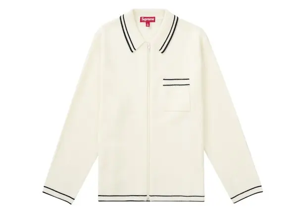 Supreme Zip Up Polo Shirt Sweater - White
