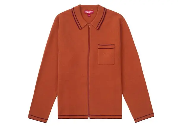 Supreme Zip Up Polo Shirt - Burnt Orange