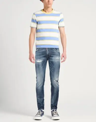 Dsquared2 Jeans In Cotton, Polyester, Elastane, And Cow Leather - Blue