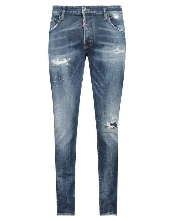 Dsquared2 Jeans In Cotton, Polyester, Elastane, And Cow Leather - Blue