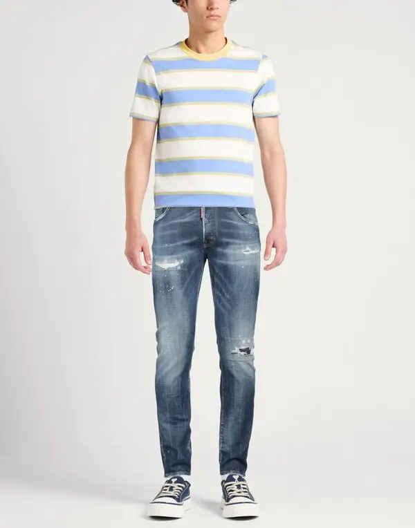 Dsquared2 Jeans In Cotton, Polyester, Elastane, And Cow Leather - Blue