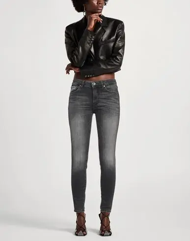 Armani Exchange Cotton Elastane Cow Leather Skinny Jeans - Black