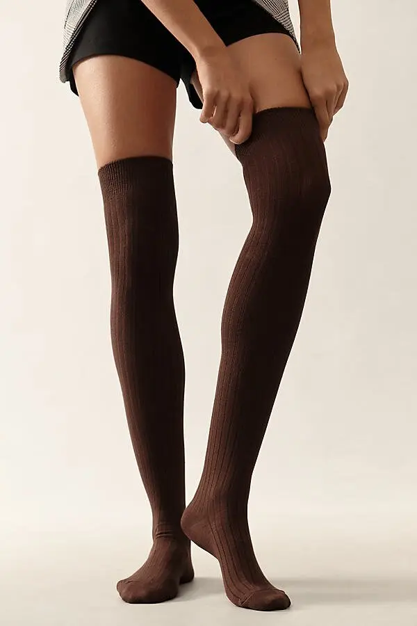 Anthropologie Ribbed Over-the-knee Socks - Brown