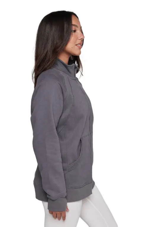 REBODY Effortless Fleece Oversized Jacket - Smoke