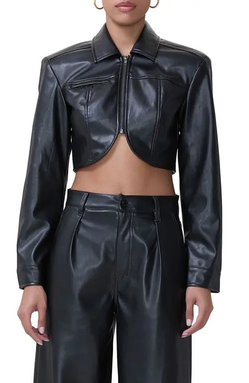 AFRM Hallie Faux Leather Crop Jacket