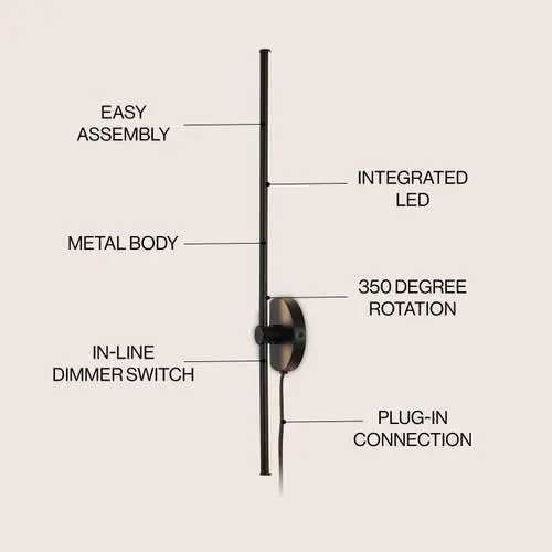 JONATHAN Y Anton 1-light Modern Minimalist Iron Adjustable Bar Integrated Led Plug-in Sconce - Yellow