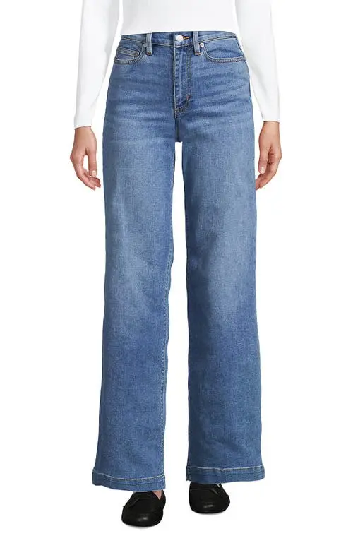 LANDS' END High Rise Wide Leg Jeans - Beau Blue