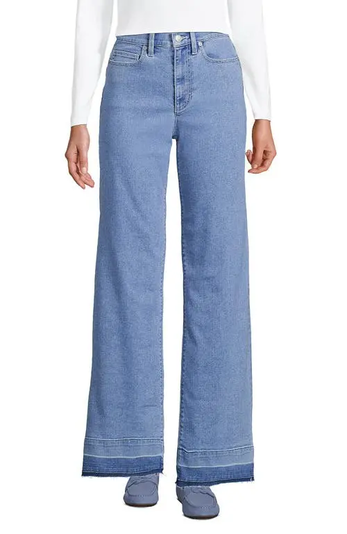 LANDS' END High Rise Wide Leg Jeans - Hutton Blue Wash Released Hem