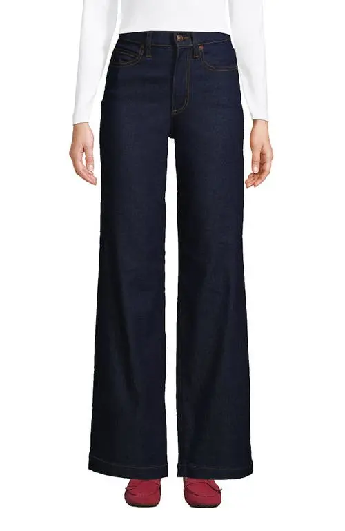LANDS' END High-rise Wide Leg Denim Jeans - River Rinse