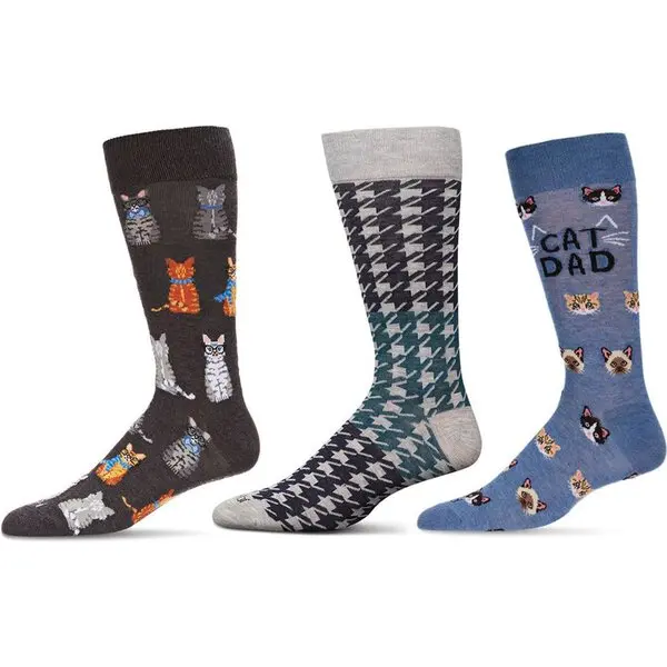 MEMOI Pet Lover's Assorted 3-pack Crew Socks - Black-black