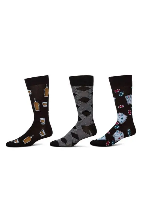 MEMOI Hobby Assorted 3-pack Crew Socks - Black