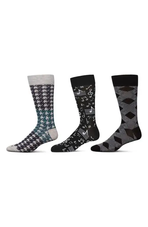 MEMOI Hobby Assorted 3-pack Crew Socks - Gray-black