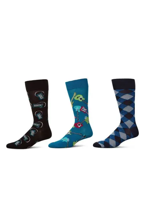 MEMOI Hobby Assorted 3-pack Crew Socks - Oatmeal