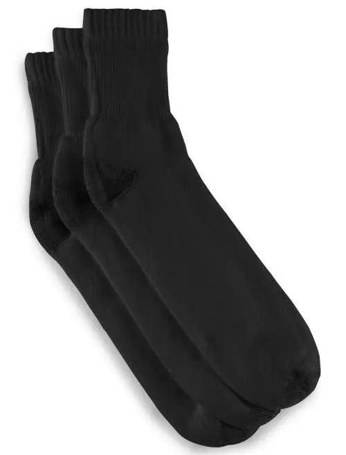 HARBOR BAY BY DXL Quarter Crew Socks 3-pack - Black