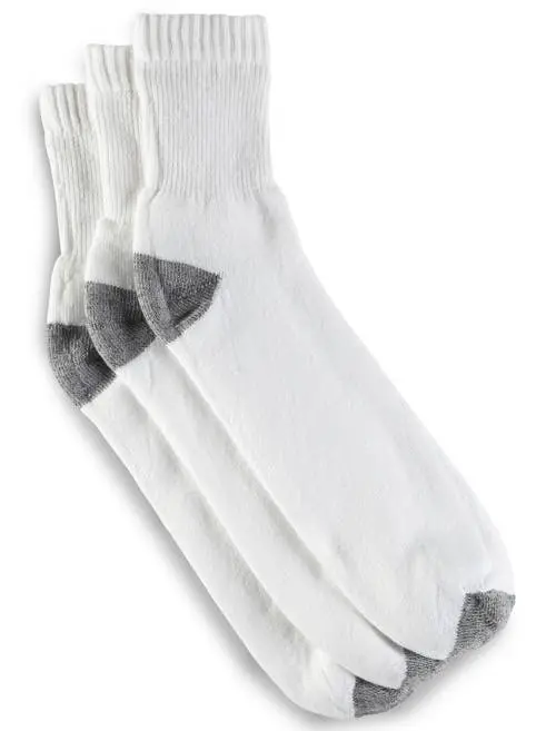 HARBOR BAY BY DXL Big & Tall Continuous Comfort Quarter Crew Socks - White