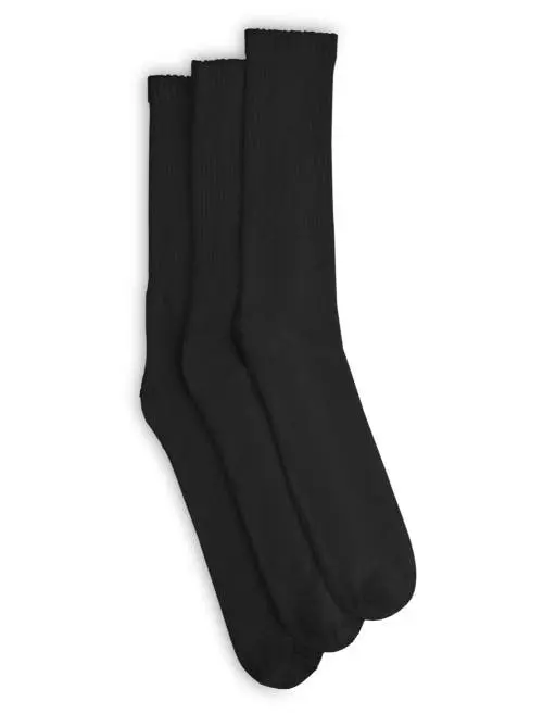 HARBOR BAY BY DXL 3-pack Continuous Comfort Crew Socks - Black