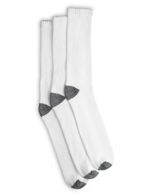 HARBOR BAY BY DXL 3-pack Continuous Comfort Crew Socks - White