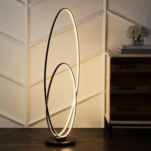 JONATHAN Y Looper Metal Modern Contemporary Oval Dimmable Integrated Led Floor Lamp